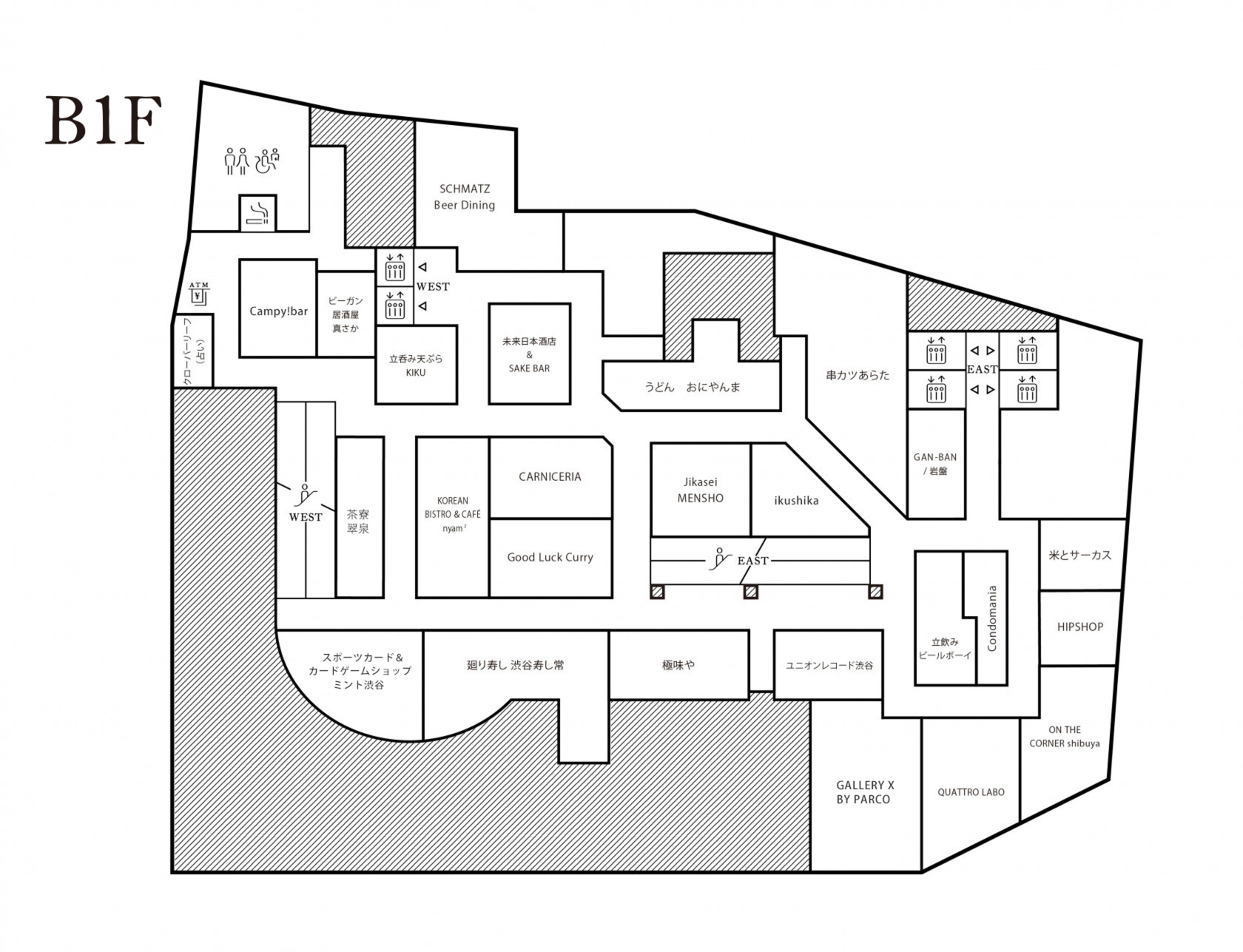 フロアガイド(B1F) | 渋谷PARCO(パルコ)